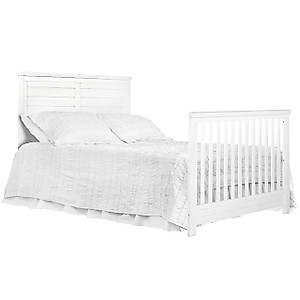 Evolur Belmar Flat 5-in-1 Convertible Crib in Weathered White, Features 3 Mattress Height Settings, Greenguard Gold Certified, Made of Kiln-Dried Hardwood