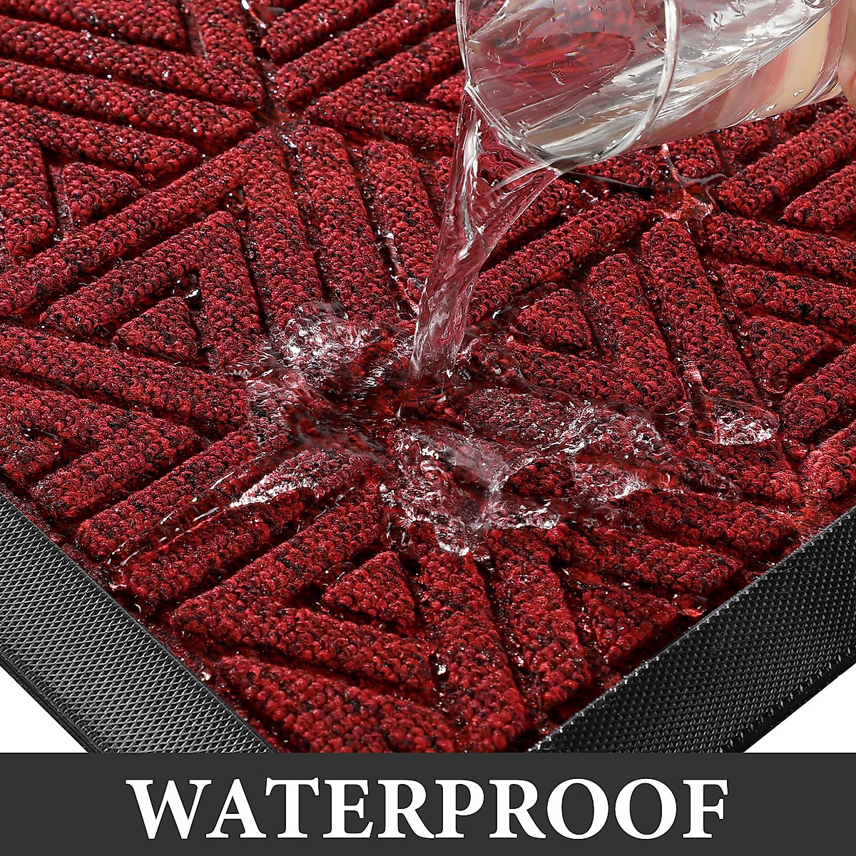 Yimobra Front Door Mat Outside Entrance 72 x 24, Waterproof and Washable Outdoor Mat, Non Slip Rubber Backing, Heavy Duty Welcome Matt for Home Entry Floor Porch Garage Office, Low Profile, Mix Red