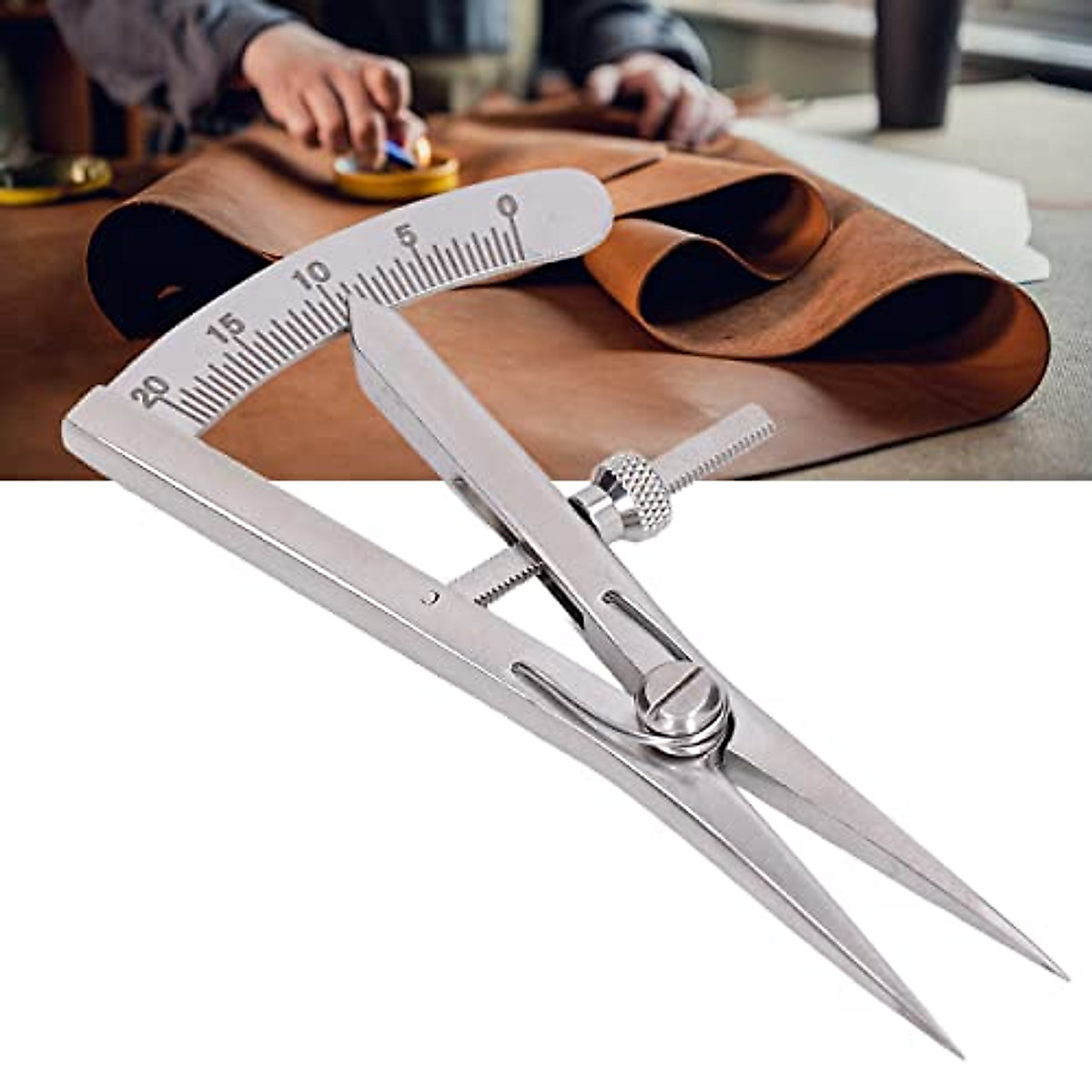 Marking Gauge, Metal Compass Multipurpose High Accuracy Adjustable for Leather Trimming Projects(Screw lock type marking gauge)