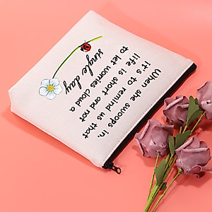 JXGZSO Good Luck Ladybug Makeup Bag With Zipper Gifts For Women When She Swoops In It's To Remind Us Not To Let Worries Cloud A Single Day Cosmetic Bag (Ladybug)