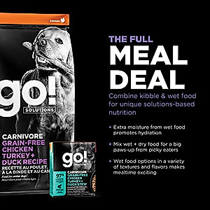 GO! SOLUTIONS Carnivore Grain Free Dog Food for Senior Dogs, 3.5 lb – Chicken, Turkey + Duck Recipe – Protein Rich Dry Dog Food – Complete + Balanced Nutrition for Senior Dogs