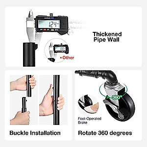 GREENSTELL Clothes Rack with Shelves, Industrial Pipe Style Rolling Garment Rack, Heavy Duty Double Rods Clothes Hanging Rack, Adjustable Height Durable Coat Rack for Organizing Clothes and Shoes