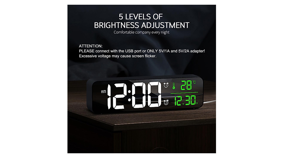 Digital LED Alarm Clock for Living Room & Bedroom - Modern Design