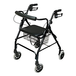 Graham-Field RJ4300K Lumex Walkabout Lite Rollator Walker with Seat, Lightweight, 14.5 lb., Large 6" Wheels, Black