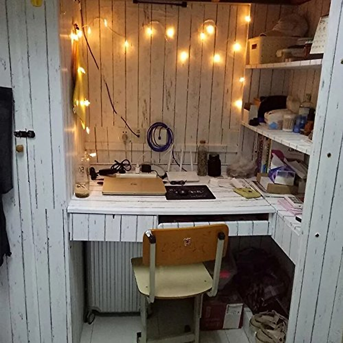 SimpleLife4U White Wood Grain Furniture Paper Nordic Style Self-Adhesive Shelf Liner Locker Sticker 17.7 Inch by 9.8 Feet