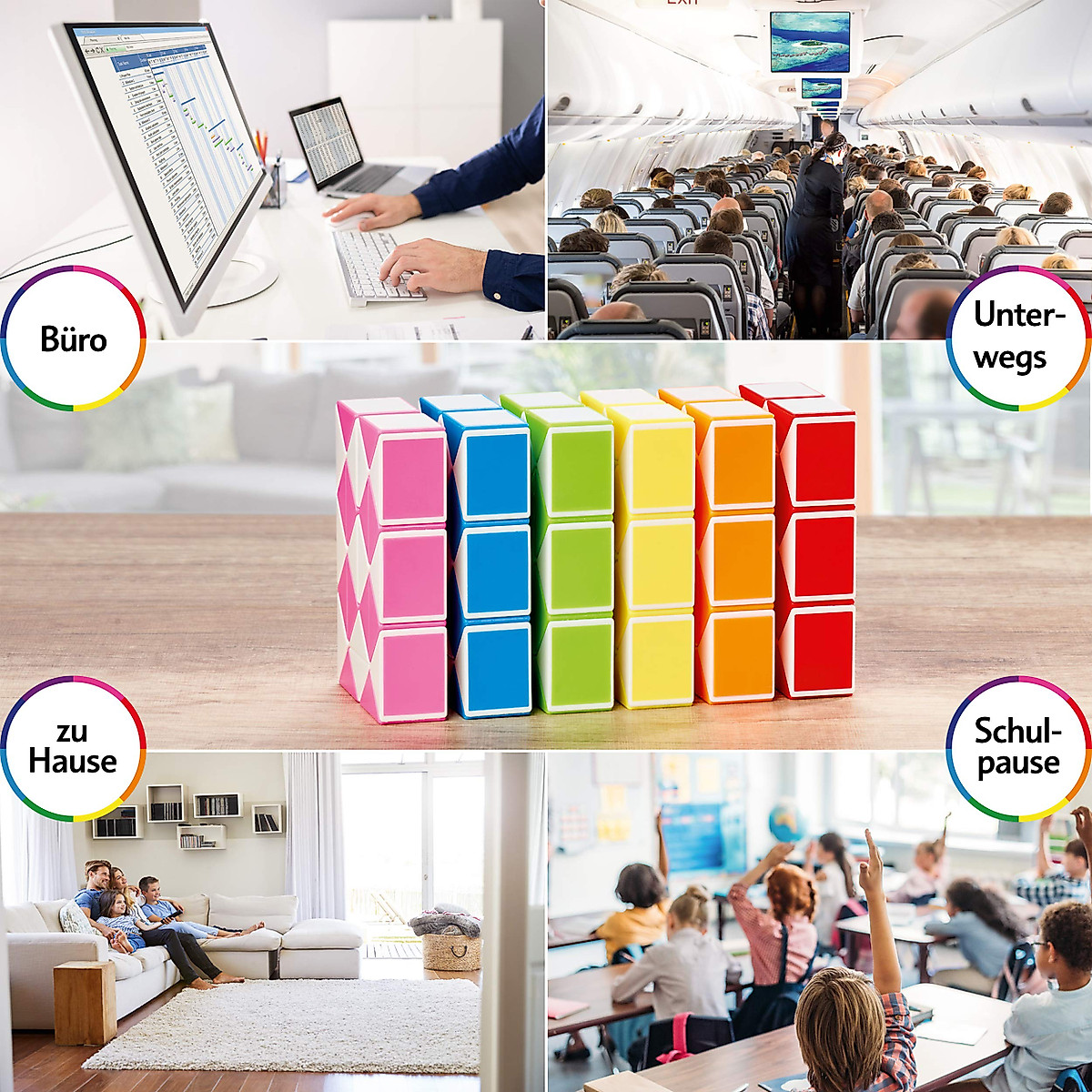 CUBIDI® Magic Snake Cube | Fidget Snake Toy for Kids | Travel Toys for Kids Ages 4-8 | Great Gift for Boys and Girls Birthday, Christmas, Stocking Stuffers - 48 Blocks | 0.9 inch x 0.7 inch | Red