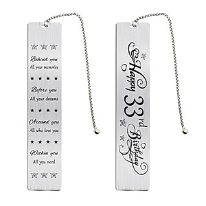 Jzxwan Happy 33rd Birthday Gifts for Women Men, 33 Year Old Birthday Bookmark Gift for Him Her, Happy 33 Yr Bday Book Mark for Female Male, 1991 Bd Present, 33 rd Birthday Card Decoration