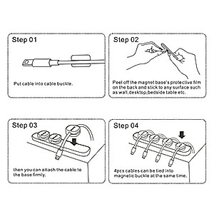 Yugoo Cable Organizer Magnetic, Magnetic Cable Clips, Cable Holder Clips Multipurpose Organizer, Desktop Cord Management for All Wires (2 Pack, Black and White)