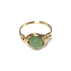 Green Aventurine Gemstone Ring, Natural Solitaire Stone Ring, Sterling Silver Band, 14K Gold-Filled Band, 14K Rose Gold-Filled Band, Custom Size, Jewelry Inspirations