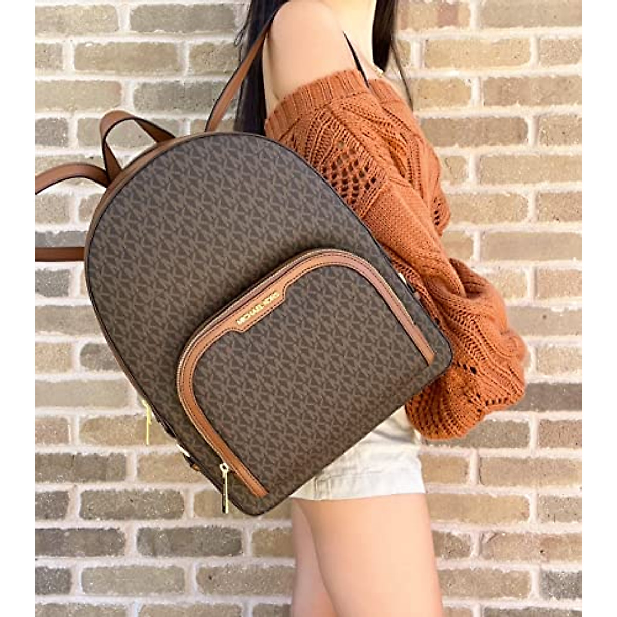 Michael Kors Jaycee Logo Backpack (Brown)