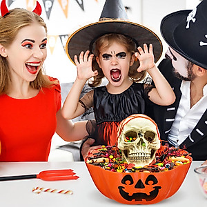 Angoily Halloween Candy Bowl Large Pumpkin Candy Dish Trick or Treat Baskets Spooky Decoration Props Haunted House Horror Party Bar Table Decor
