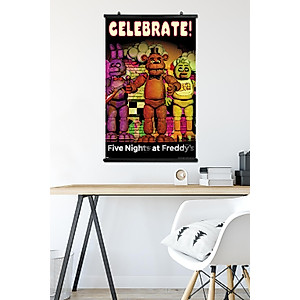 Five Nights at Freddy's - Celebrate Wall Poster, 22.37" x 34.00", Poster & Mount Bundle
