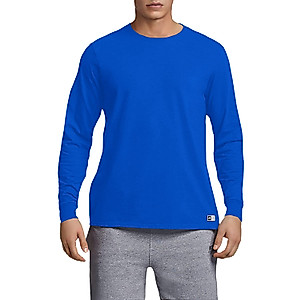 Russell Athletic mens Cotton Performance Long Sleeve T-Shirt, Royal, L