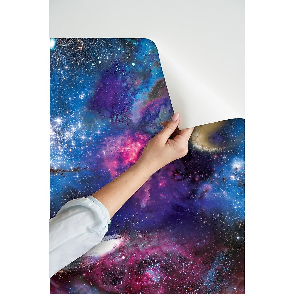 Peel & Stick Wallpaper Swatch - Galactic Dreams Galaxy Outer Space Nebula Night Sky Stars Science Cosmos Custom Removable Wallpaper by Spoonflower