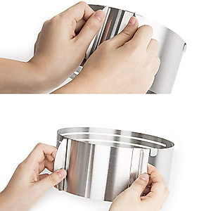 Layered Slicer Cake Ring Set, GDGY 6-8 Inch Stainless Steel Circular Baking Tool Kit Set Mousse Mould Slicing Include 1pc Egg White Separator and 1pc Cake Edge Smoother Scraper Cutter