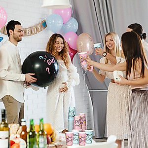 Colarr 100 Pcs Gender Reveal Party Paper Cups 12 oz Gender Reveal Cups Team Boy or Girl Gender Reveal Party Supplies Paper Baby Shower Cups Disposable Pink and Blue Cups for Gender Reveal Baby Shower