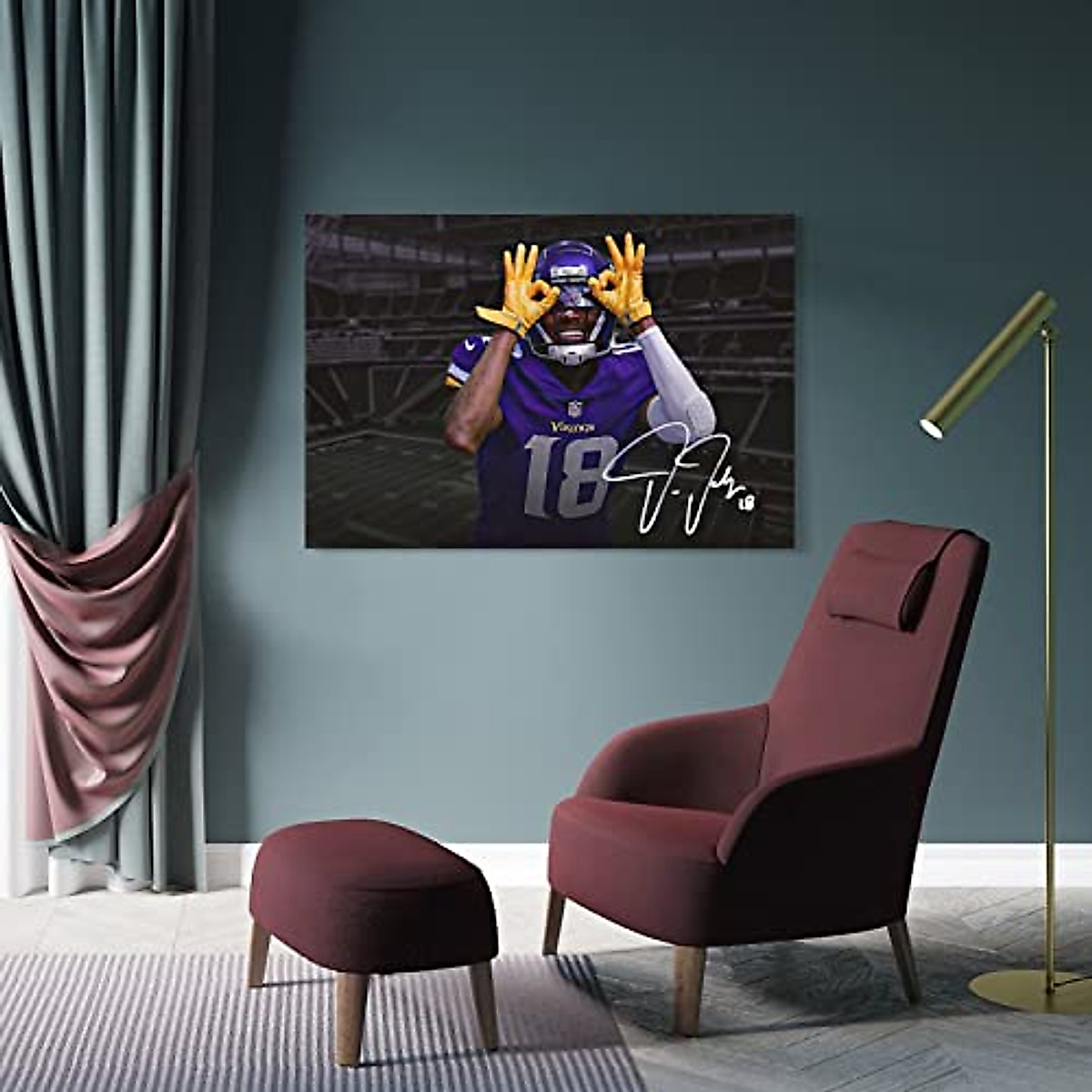 DANIMAMA Sports Star Justin Jefferson Signed Poster Painting Canvas Wall Art 08x12inch(20x30cm)