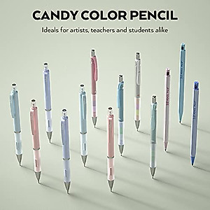 Nicpro 13 PCS Pastel Art Mechanical Pencil Bulk Set,10 PCS Drawing Pencils 0.5 & 0.7 & 0.9 mm & 3 PCS 2mm Graphite Lead Holder(2B HB) For Writing Sketching Drafting With Lead Refills Erasers Cute Case