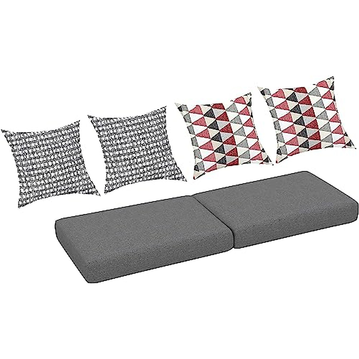 Creative Living Outdoor Bench/Settee/Swing Cushion with Four Patio Decorative Pillows, 54'', Grey