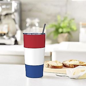 VKKOEWL Netherlands Holland Flag Stainless Steel Insulated Tumbler 20 Oz Travel Water Bottle Coffee Mug Drink Cup With Lid Straw