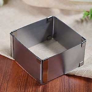 Utoolmart Cake Mold Adjustable Cake Ring Molds from 6" to 11" Stainless Steel Square Mousse Cake Cutter Baking Mold Pastry Kitchen Cooking Tool
