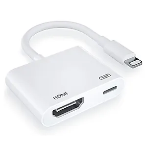 [Apple MFi Certified] Lightning to HDMI Digital AV Adapter,1080P Video & Audio Sync Screen Converter AV Adapter with Charging Port for iPhone HDMI Converter to HD TV/Projector/Monitor Support All iOS