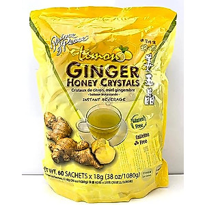 Prince of Peace Instant Ginger Honey Crystals with Lemon, 60 Sachets – Instant Hot or Cold Beverage – Easy to Brew – Drink Like a Tea – Caffeine and Gluten Free – Real Ginger