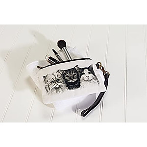 Abbott Collection 96-POUCH-CN-07 Cat Trio Zip Pouch with Strap, White/Black