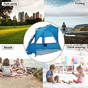 Leedor Beach Tent Sun Shelter Instant Beach Umbrella Easy Cabana with UPF 50+ UV Portable Windproof Pop Up Shade for 3 to 4 Person for Family Patent Pending