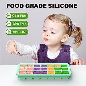 Ice Cube Tray with Lid and Bin: Stackable Covered Ice Cube Maker for Freezer - 2Pack Flexible Easy Release Ice Trays Making 1.25inch Ice Cubes - Removable Lidded Ice Cube Freezing Tray