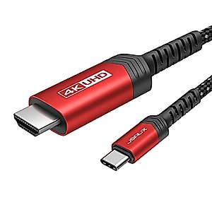 JSAUX USB C to HDMI Cable 10ft/3M (4K@60Hz), USB 3.1 Type-C to HDMI 2.0 Cord, HDR, HDCP 2.2 Compatible for Samsung Galaxy S22 S21 S20 Note 20 10 S10, iPad Pro 2021,iPad Mini 2021 -Red