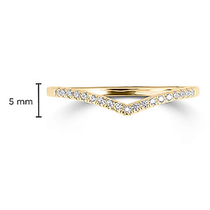 Milla Chevron Rings for Women - 14K Gold Plated Rings and 925 Sterling Silver - Wishbone 'V' Ring with Cubic Zirconia (14K Gold Plated over 925 Sterling Silver, Size 9)