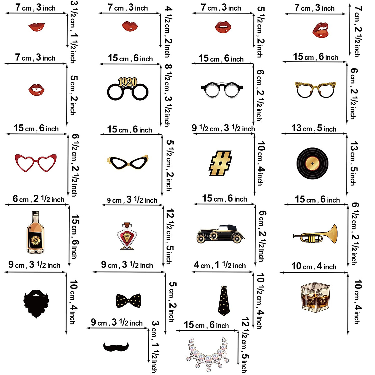 40 Pcs 1920's Photo Booth,1920 Party Decorations, 1920s Theme Party Decorations,1920 Party Decor, Roaring 20's Party Decorations, Great Gatsby Decorations Party