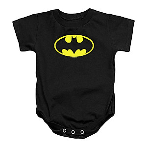 Popfunk Batman Classic Logo Baby Onesie Bodysuit, Black (6 Months)
