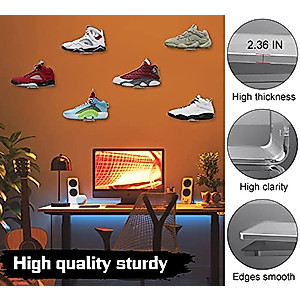 Forzacx Floating Shoe Display Set of 5, Sturdy Levitating Acrylic Shelf , Easy to Install Sneaker Shelves Storage, for Bedroom, Hallways etc - Display Your Top Shoes Maximize Wall Space