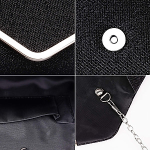 Larcenciel Black Clutch Purses for Women Shiny Sequin Envelope Evening Bag