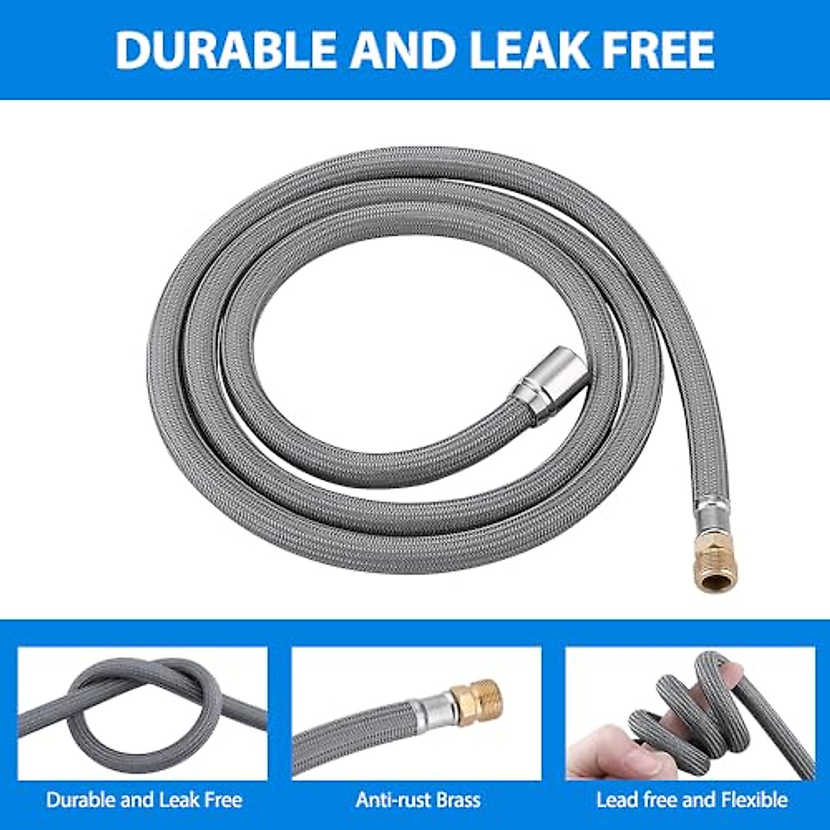 Kitchen Faucet Replacement Hose Compatible with American Standard M922367-007220A, 59-Inch Pull Down Spray Hose (M922367-007220A faucet hose)