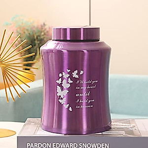 Up to 160 lbs Urns for Ashes Adult Female - Butterfly Decorative Urns Adult for Funeral - Cremation Urns for Ashes Women - Burial Urns for Human Ashes Female Mom (Purple Butterfly, 160 Cubic inches)