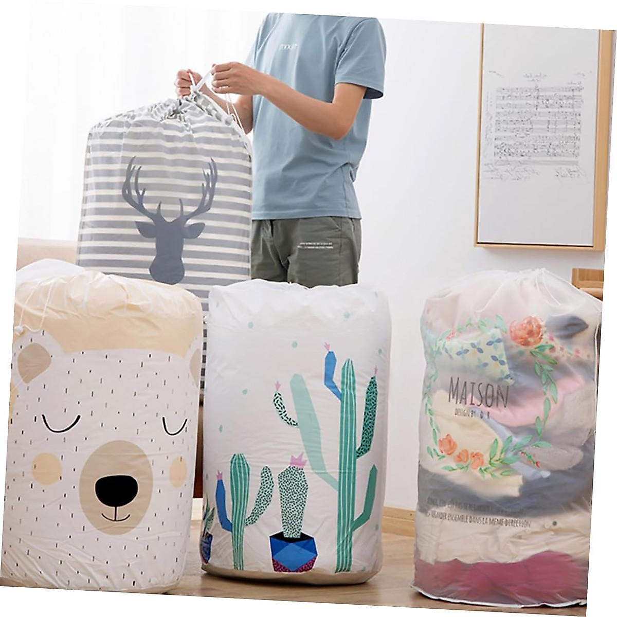 Ciieeo Laundry Organizer Quilt Storage Bag Drawstring Finishing Bag Clothing Laundry Bag