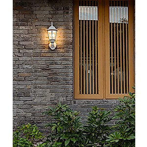 FUDESY Outdoor Wall Lantern, Exterior Waterproof Wall Sconce Light Fixture, White Front Porch Light Wall Mount for Garage, Patio, Yard, FDS2542EW (Bulb Included)
