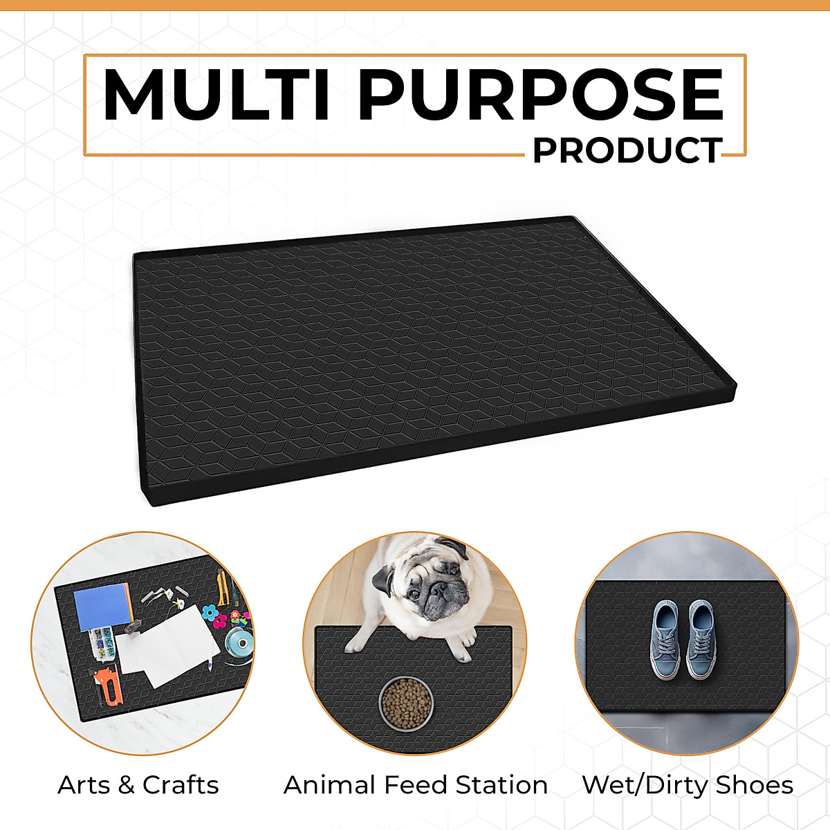 Silicone Under Sink Mat for Kitchen - Premium Under Sink Organizer Mat for Cabinet Liner - Flexible Drip Tray - Waterproof Under Sink Protectors Mat - 34 x 22 Inches Black