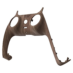 eXtremeRate Wood Grain Decorative Trim Shell Compatible with p s 5 Controller, Soft Touch DIY Replacement Clip Shell, Custom Plates Cover Compatible with p s 5 Controller with Accent Rings