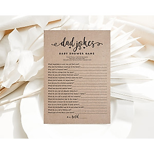 Your Main Event Prints 50 Pack Kraft Baby Shower Games, Fun Dad Joke Game, Great for Baby Shower, Baby Sprinkle, or any Party!