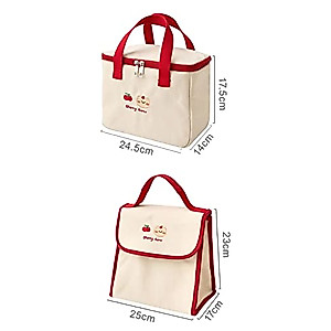 LaurelTree Aesthetic Kawaii Cute Lunch Bag Box Insulated Leakproof Waterproof Durable for Women Girls Kids Office School (Bear-Bucket)