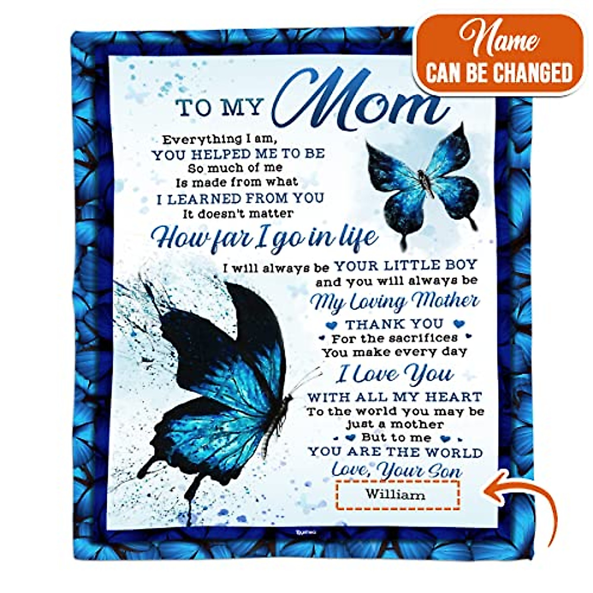 Toyshea to My Mom Blanket Everything I Am You Helped Me to Be Mom Gifts from Daughter Son Personalized Butterfly Throws Soft Sherpa Blanket Fleece Blanket for Mothers Day Christmas Birthday Presents