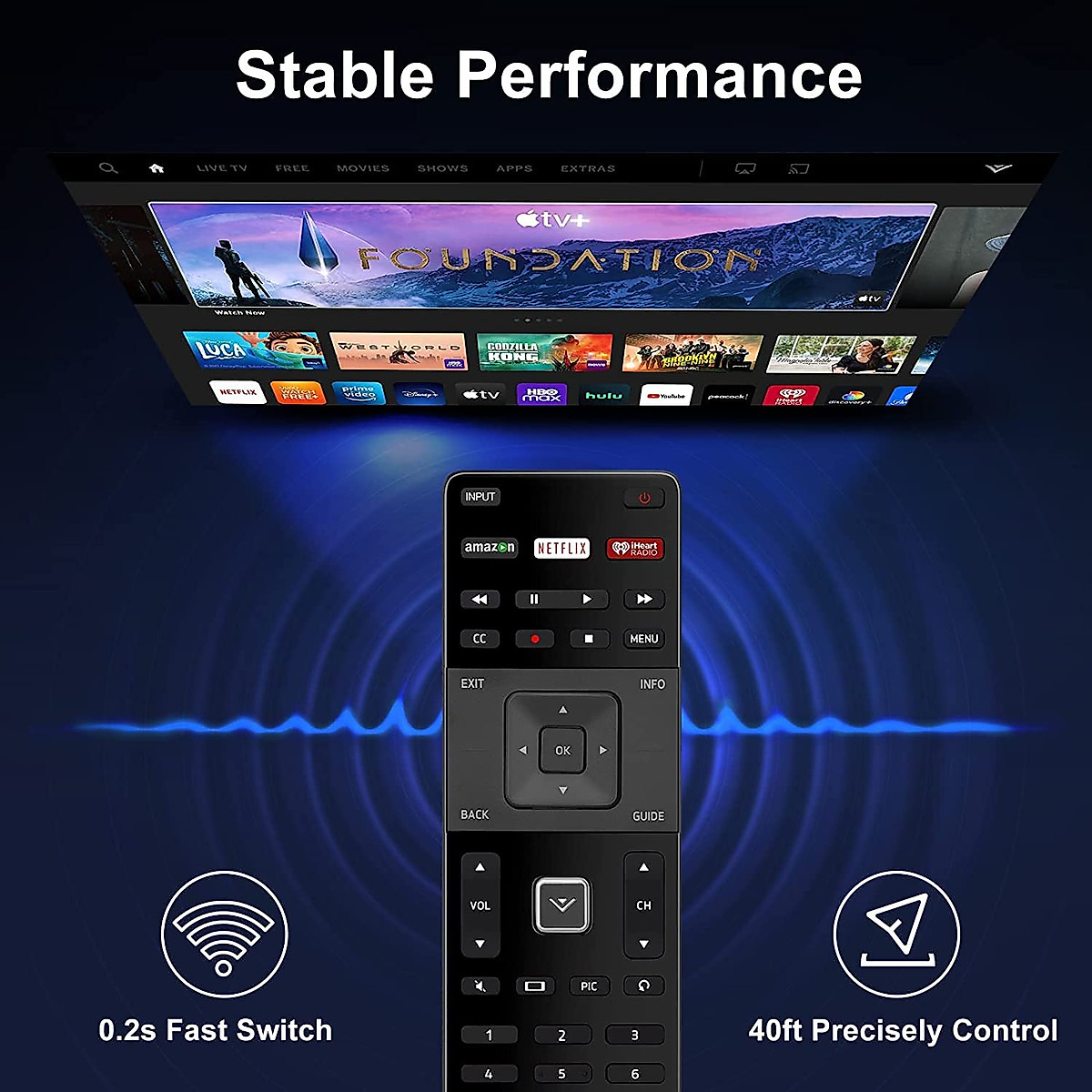 Remote Control Replacement for Vizio Smart TV D28H-D1 D32H-D1 D40-D1 D43-D2 D48-D0 D48f-E0 D60-D3 D70-D3 D32f-E1 D43f-E2 D39f-E1 D43f-E1 D48f-E0 D50f-E1 E40X-C2 E43-C2