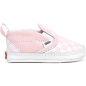 Vans, Infant Slip-On V Crib Sneakers (2, Pink/True White Checkerboard)