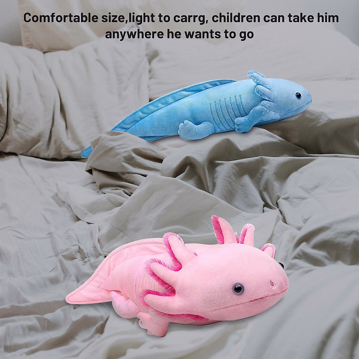 Roqei Axolotl Plush - Soft Axolotl Stuffed Animal Plush Toy,19 Inch Cute Salamander Plush Pillow, Kawaii Plushie Toy, Axolotl Gifts for Kids and Youth (Pink)