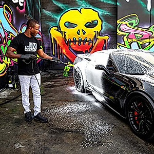 Pilot/Bully Voodoo Ride VR77FC Power Pressure Washer Foam Cannon Gun with Adjustable Sprayer and Soap Intake Valve for High Pressure Washing | 32oz Fluid Bottle, 1/4" Quick Connect, Soap Control Knob