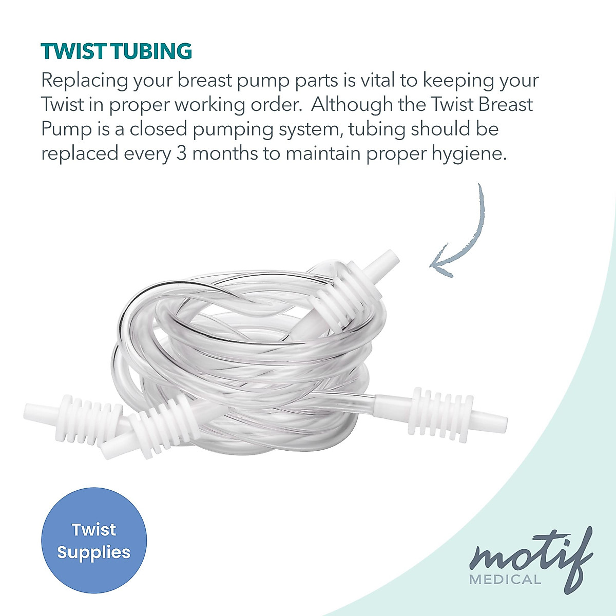 Motif Medical, Set of 2 32" Twist Tubing, Replacement Parts for Twist Breast Pump